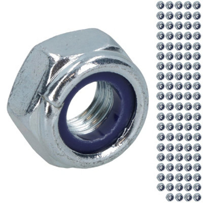 M8 x 1.25mm Nyloc Nut Fastener Hexagonal Metric Nuts Grade 8 Zinc ...