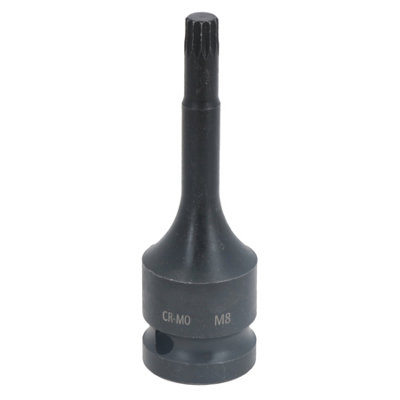 M8 x 78mm Spline Bit Triple Square Impacted Extra Long 1/2" Drive Male ...