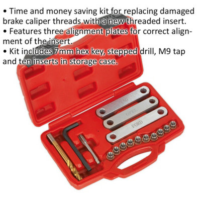 M9 x 1.25mm Brake Caliper Thread Repair Kit for Damaged Threads