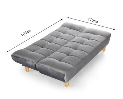 Macey 3 Seater Grey Velvet Recliner Clic Clac Wooden Legs Tufted Back ...