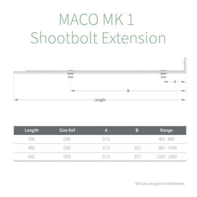MACO MK1 Shootbolt Espag Extension Rod (Pair) - 7.7mm, 492mm