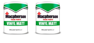Macpherson Trade Vinyl Matt Emulsion Brilliant White 5L Pack of 2