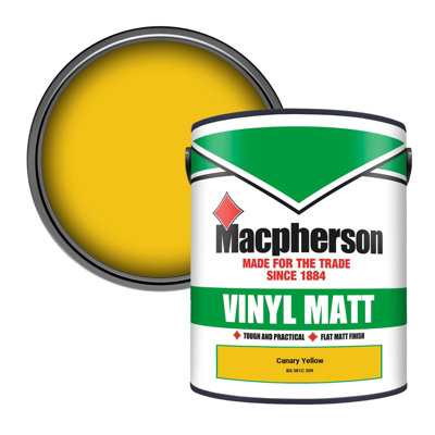 Macpherson Trade Walls & Ceilings Vinyl Matt Emulsion Paint Canary Yellow BS 381C 309 (309) 5L