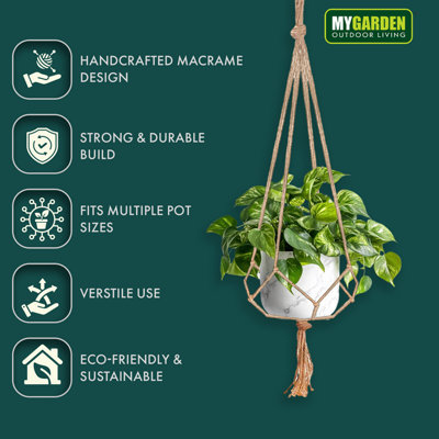 Macrame Plant Hanger 3 Pack Jute Plant Holder for Indoor Plants ...