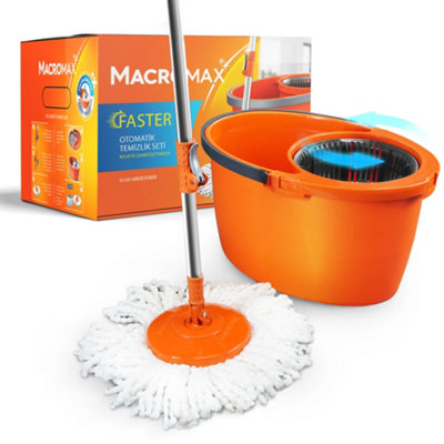 Macromax Faster Automatic Spin Mop 10L Cleaning Set - 100% Microfibre Mop