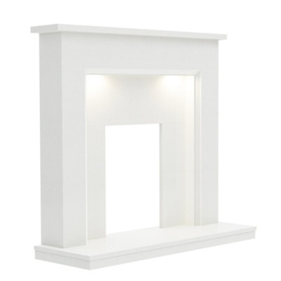 Madalyn 48" White Micro Marble Surround with 22" Cutout (45mm Rebate)