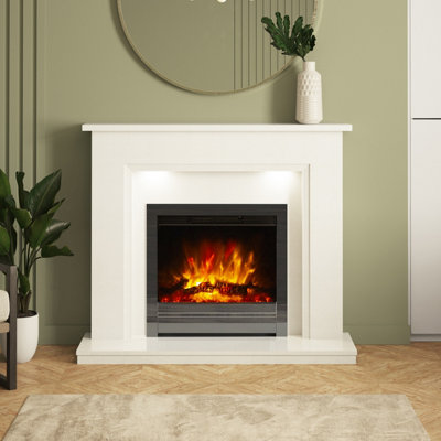 Madalyn 48" White Micro Marble Surround with 22" Cutout (45mm Rebate)