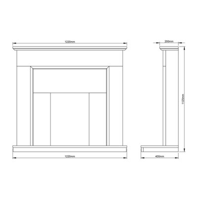 Madalyn 48" White Micro Marble Surround with 22" Cutout (45mm Rebate)