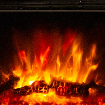 Madalyn 52" White Micro Marble Fireplace with Beam 22" Matt Black Inset ...