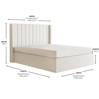 Maddison Cream Velvet Ottoman Storage Bed Double 4FT 6