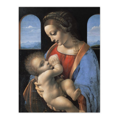 Madonna Litta Virgin Mary da Vinci Vintage Wall Art Poster Print 12X16"