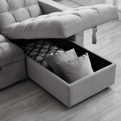 Madrid Corner L Shape 3 Seater Sofa Bed With Reversible Chaise - Grey