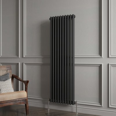 MAERTS-E Traditional 2 Column Radiator Black Vertical (H)1500mm (W ...