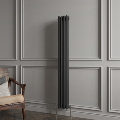 MAERTS-E Traditional 3 Column Radiator Black Vertical (H)1500mm (W ...