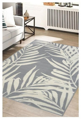 Maestro Collection Leaf Design Rug in Grey 3571 WS22