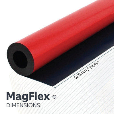 MagFlex 620mm Wide Flexible Magnetic Sheet - Matt Red (1 Metre Length)