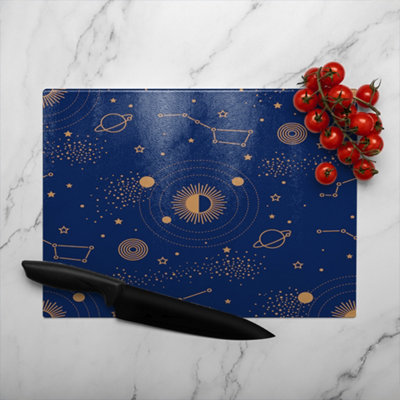 Magic Night Sky Map Glass Chopping Board