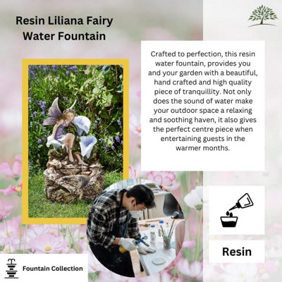MAGICAL FAIRY WATER FOUNTAIN - SOLAR POWERED LILIANA FAIRY COLOUR ...