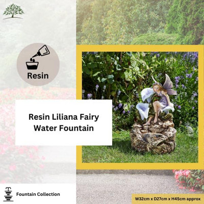 Magical Fairy Water Fountain - Solar Powered Liliana Fairy Colour ...