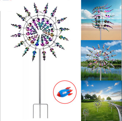 Magical Metal Windmill Wind Spinners Sculpture Catcher Outdoor Garden ...