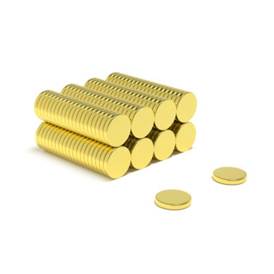 Magnet Store 12mm x 2mm Neodymium Disc Magnet Gold Plated N52 (1.9KG ...
