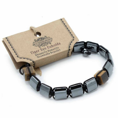 Magnetic Hematite Shamballa Bracelet Tiger Eye Cuboids
