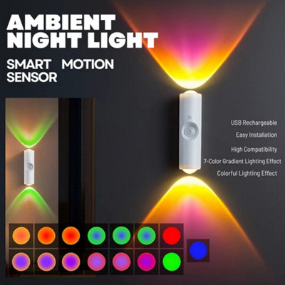 Magnetic RGB LED Night Light, Smart Motion Sensor, USB Rechargeable