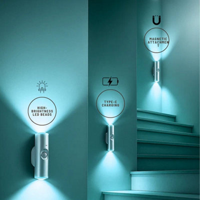 Magnetic RGB LED Night Light, Smart Motion Sensor, USB Rechargeable