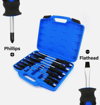 Magnetic Screwdriver Set HEAVY DUTY Phillips& Slotted Go Through Drivers