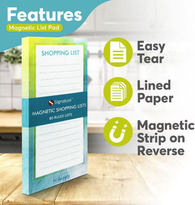 Magnetic Shopping List Pad for Fridge - 80 Tear-Off Sheets - 21.5 x ...