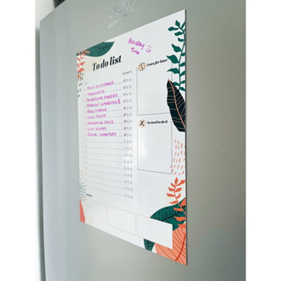 MAGNETIC TO DO LIST DAILY SCHEDULE OR SHOPPING LIST WITH JUNGLE LEAVES ...