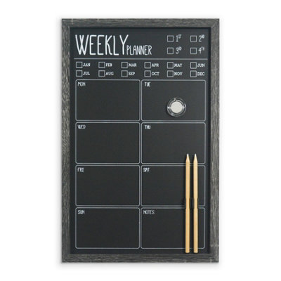 Magnetic Weekly Planner Chalkboard with Charcoal MDF Frame - Sleek ...