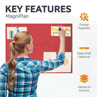 MagniPlan Magnetic Glass Wipe Board for Office, Meeting Room, Classroom ...
