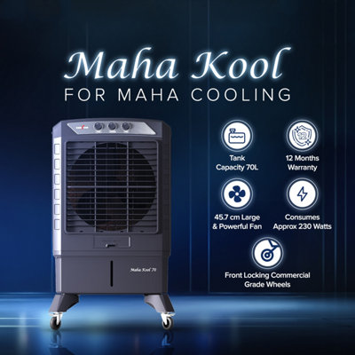 Maha Kool 70L Industrial Evaporative Cooler Metal Fan Blades Powerful ...