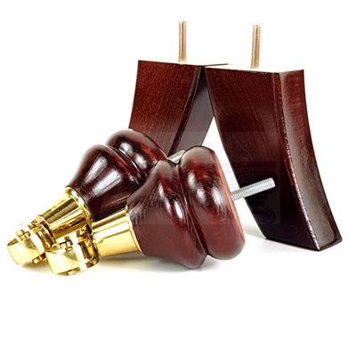 Mahogany Furniture Legs Wood Replacement Feet 2 With Brass Castors ...