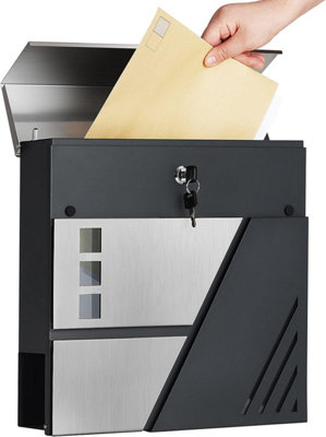 Mailbox, Wall-Mounted Letter Box with Viewing Windows, Stainless Steel ...