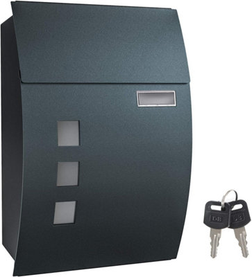 Mailbox, Wall-Mounted Lockable Post Letter Box with Viewing Windows ...