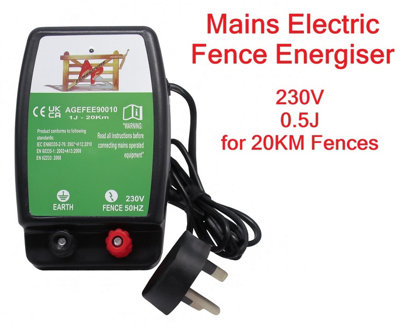 Mains Electric Fence Energiser Charger 230V 20KM 1J (Powered Horse ...