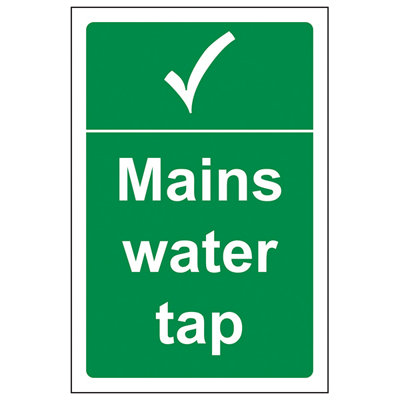 Mains Water Tap Hygiene Safety Sign - Rigid Plastic - 100x150mm (x3)