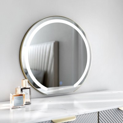 Maisie Gold Frameless Touch Sensor LED Mirror with Lights - Wall Mount