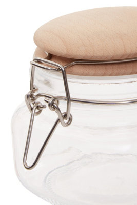 Maison by Premier Luca Square 500ml Glass Jar With Wooden Lid
