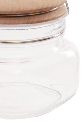 Maison by Premier Luca Square 500ml Glass Jar With Wooden Lid