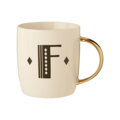 Maison by Premier Mimo Diamond Deco F Letter Monogram Mug | DIY at B&Q
