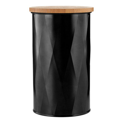 Maison by Premier Rhombus Black Metal Medium Round Storage Canister ...