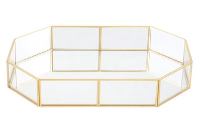 Maison by Premier Vintage Glass Octagonal Jewellery Tray