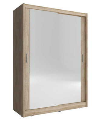 Maja Sliding Door Wardrobe with 2 Mirror 130cm Oak Sonoma