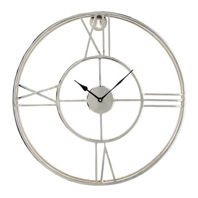 Make It A Home Neptune Silver Metal Double Framed Large Round Wall ...