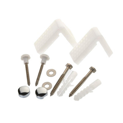 Make Toilet Pan Fixing Kit White/Chrome (One Size)