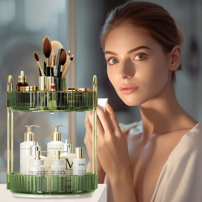 Makeup Organiser Rotating, 2 Tier Round Skincare Organiser ...