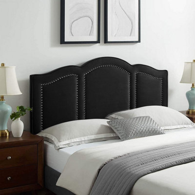 Makis Plush 26 inch Strutted Headboard - Black